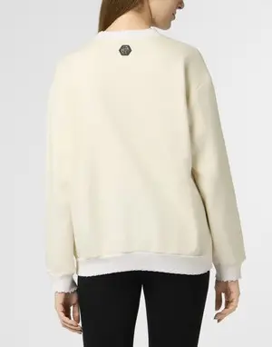 Philipp Plein Embellished Fleece Sweatshirt - Offwhite