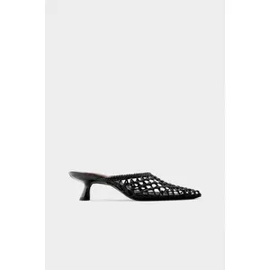 SIMONMILLER Knotted Gala Mule Kitten Heel - Black