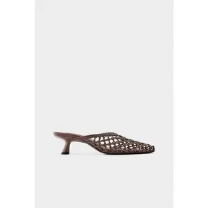 SIMONMILLER Knotted Gala Mule Kitten Heel Chocolate