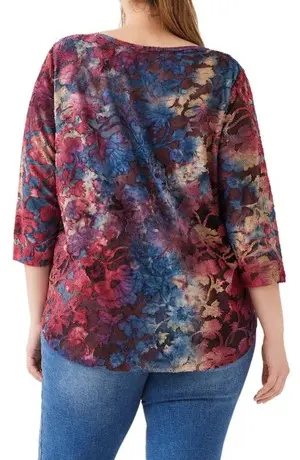 Karen Kane Floral Burnout Shirttail Top