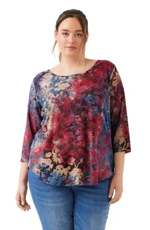 Karen Kane Floral Burnout Shirttail Top