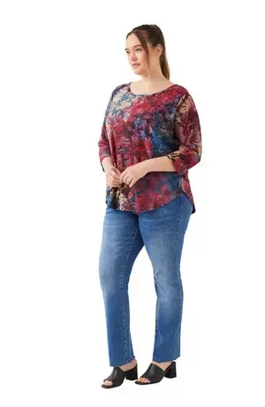 Karen Kane Floral Burnout Shirttail Top