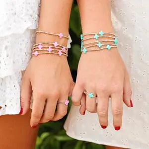 BOWOOD LANE Halo Cross Bracelet With 14k Gold-filled Beads