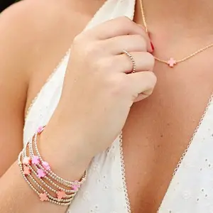BOWOOD LANE Halo Cross Bracelet With 14k Gold-filled Beads