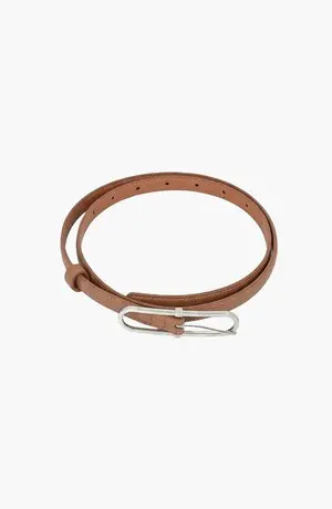 MODENAIRE Minimalist Oval Buckle Leather Belt - Bronze