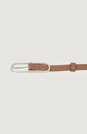 MODENAIRE Minimalist Oval Buckle Leather Belt - Bronze