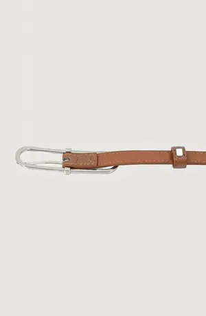 MODENAIRE Minimalist Oval Buckle Leather Belt - Bronze