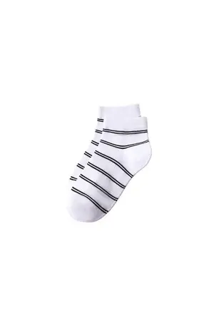 LANDS' END 3-pack Cotton Quarter Socks - White-navy