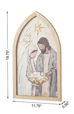 GLITZHOME Wooden Foil Nativity Scene Wall Decor