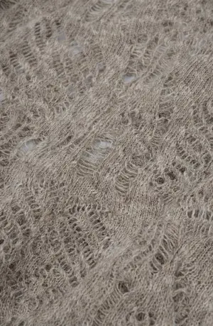 MODENAIRE Open Knit Pullover Sweater - Gray