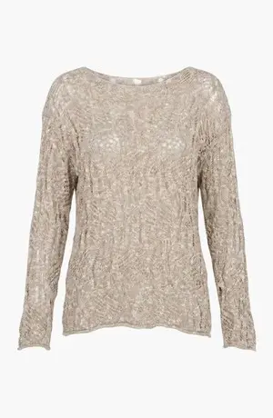MODENAIRE Open Knit Pullover Sweater - Gray