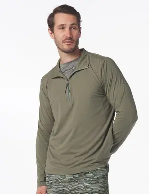 GLYDER Tahoe Quarter Zip Long Sleeve Top - Moss