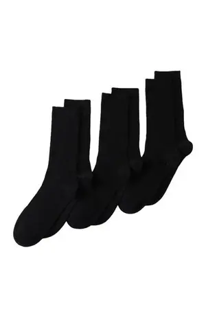 LANDS' END Lands' End 3-Pack Cotton Core Crew Socks Black