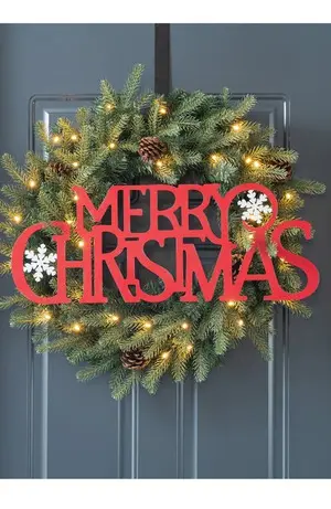 GLITZHOME Metal Merry Christmas Or Happy Holidays Wall Decor - Red
