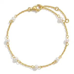 IN SEASON JEWELRY Simulated Pearl Link Bracelet - Gold