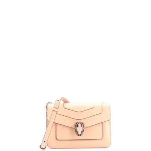 BVLGARI Serpenti Forever Shoulder Bag Leather Mini - White