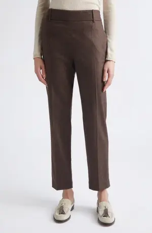 Eleventy Stretch Virgin Wool & Cashmere Cropped Trousers - 05 Brown