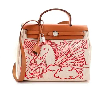 Hermès Herbag Zip Pegase Pop Toile And Leather 31 - White