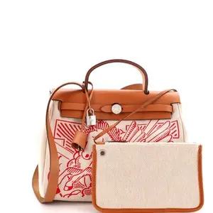 Hermès Herbag Zip Pegase Pop Toile And Leather 31 - White
