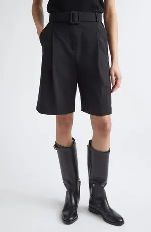 Eleventy Belted Stretch Virgin Wool Shorts - 22 Black