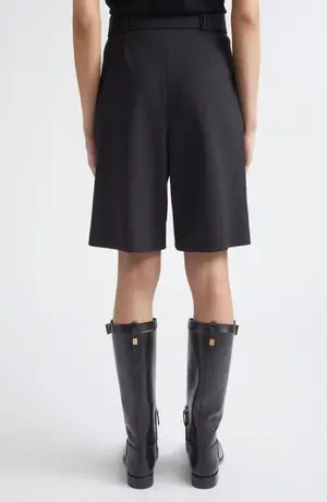Eleventy Belted Stretch Virgin Wool Shorts