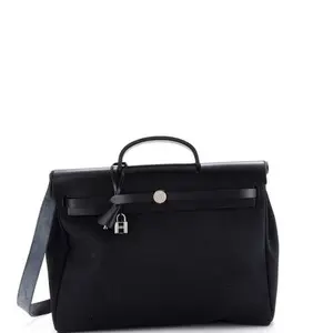 Hermès Herbag Zip Leather And Toile 39 - Black