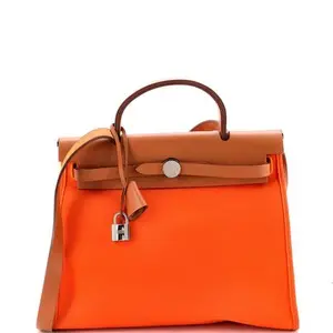 Hermès Herbag Zip Leather And Toile 31 - Orange