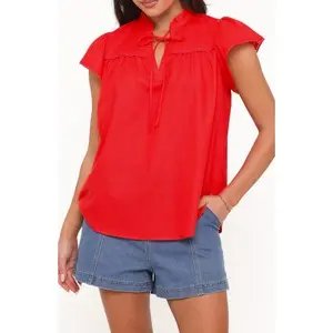 PETAL & PUP Kylie Flutter Sleeve Top - Red
