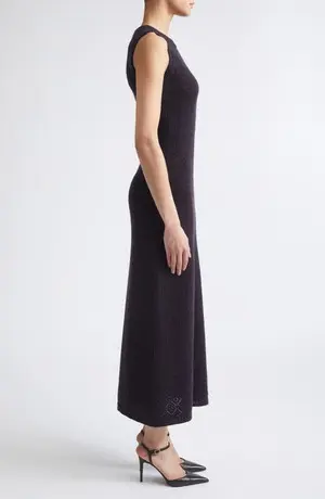 Eleventy Sleeveless Cashmere Pointelle Sweater Dress