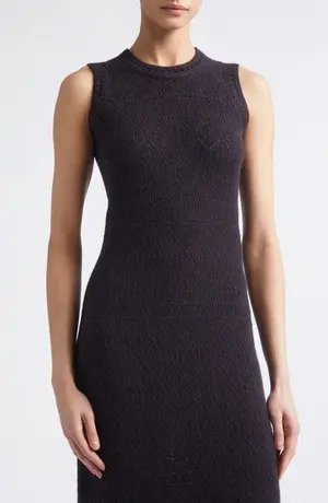 Eleventy Sleeveless Cashmere Pointelle Sweater Dress