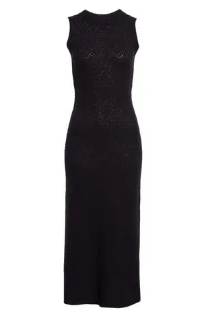 Eleventy Sleeveless Cashmere Pointelle Sweater Dress