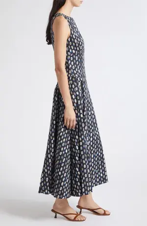 Staud Gwen Drop Waist A-line Midi Dress