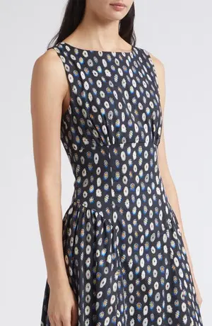 Staud Gwen Drop Waist A-line Midi Dress