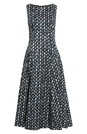 Staud Gwen Drop Waist A-line Midi Dress