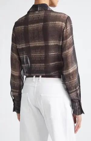 Eleventy Plaid Silk Button-up Shirt - 05 Brown
