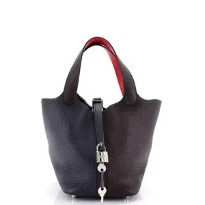 Hermès Picotin Lock Bag Tricolor Clemence Pm - Blue