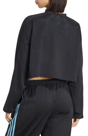 ADIDAS ORIGINALS Cropped Mesh Hockey Jersey - Black