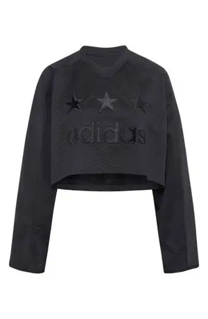 ADIDAS ORIGINALS Cropped Mesh Hockey Jersey - Black