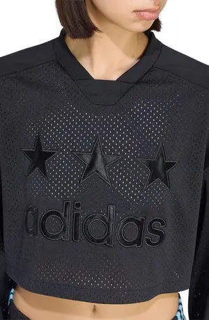 ADIDAS ORIGINALS Cropped Mesh Hockey Jersey - Black