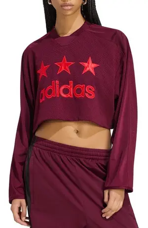 ADIDAS ORIGINALS Mesh Cropped Hockey Jersey - Maroon