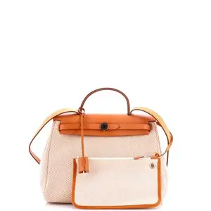 Hermès Herbag Zip Criss Viking Toile And Leather 31 - White