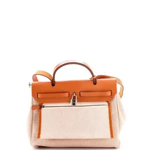 Hermès Herbag Zip Criss Viking Toile And Leather 31 - White