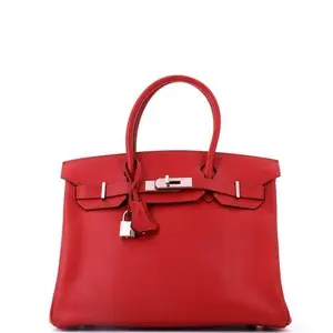 Hermès Birkin Handbag Epsom With Palladium Hardware 25 - Red