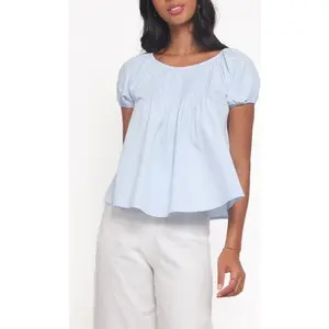 PETAL & PUP Abbot Pleated Cotton Top - Blue