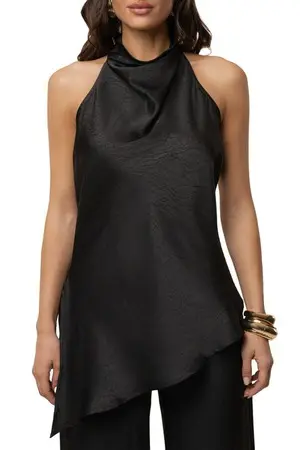 JLUXLABEL Draped Satin Halter Top And High-waisted Trouser Set