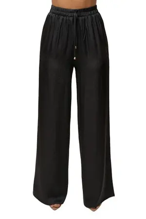 JLUXLABEL Draped Satin Halter Top And High-waisted Trouser Set