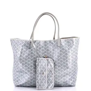 Goyard Saint Louis Tote Precious Metals Coated Canvas Gm - Metallic Silver