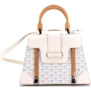 Goyard Saigon Top Handle Bag Coated Canvas With Leather Pm - White
