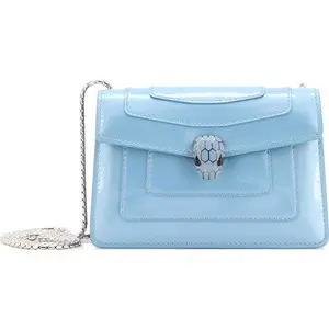 BVLGARI Serpenti Forever Square Shoulder Bag Patent Small - Blue