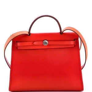 Hermès Herbag Zip Leather And Toile 31 - Red
